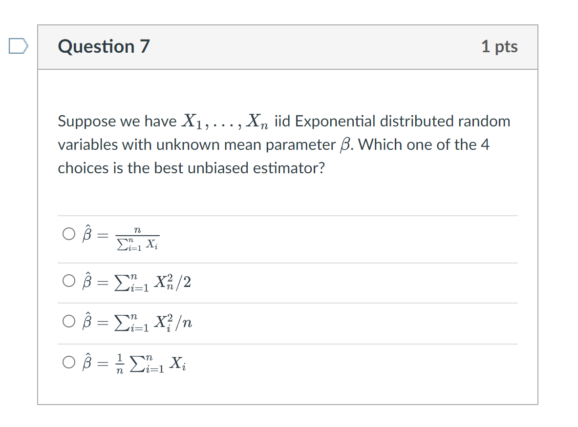 Suppose we have X1,…,Xn iid Exponential distributed | Chegg.com