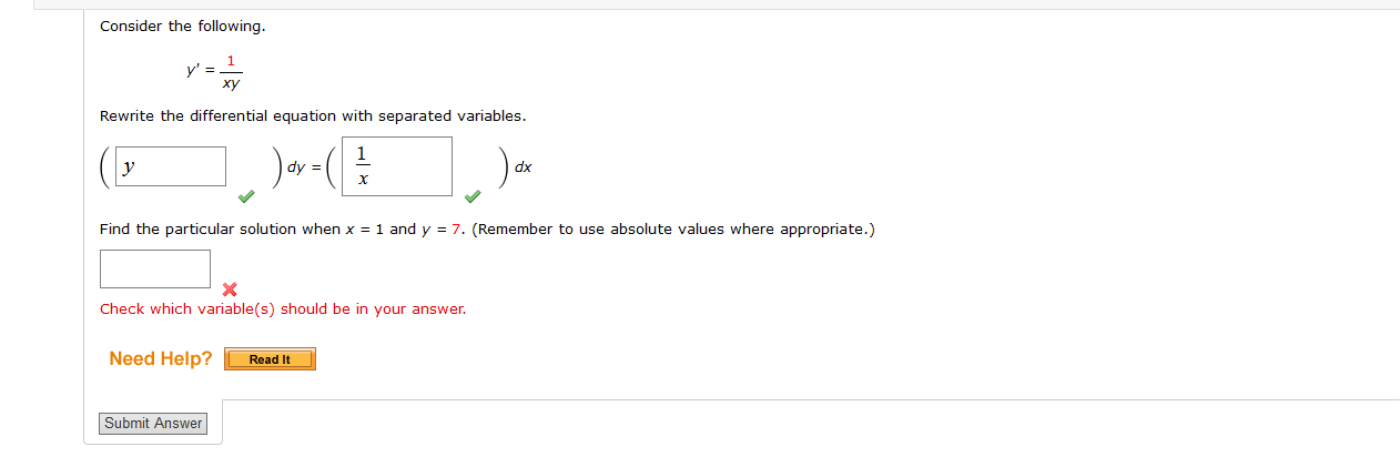 Solved Consider the following. y′=xy1 Rewrite the | Chegg.com
