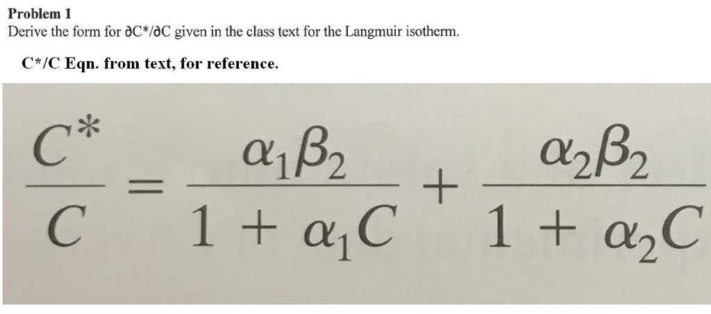 Solved Problem 1 Derive the form for òC*/oC given in the | Chegg.com