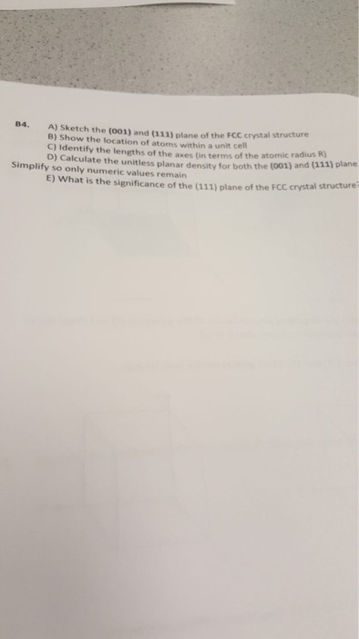Solved A) Sketch the (001) and (113) plane of the FCC | Chegg.com