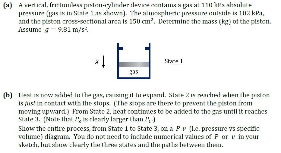 Solved (a) A vertical, frictionless piston-cylinder device | Chegg.com