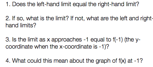 Solved 1. Does the left-hand limit equal the right-hand | Chegg.com
