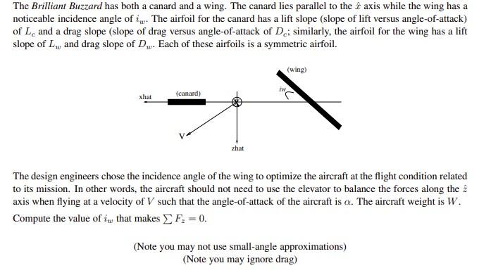Solved The Brilliant Buzzard has both a canard and a wing. | Chegg.com