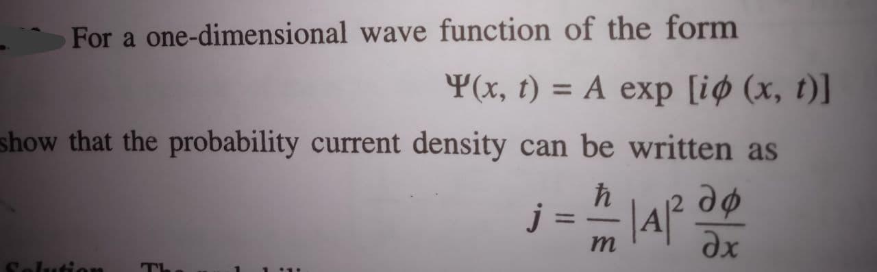 For a one-dimensional wave function of the form Y(x, | Chegg.com