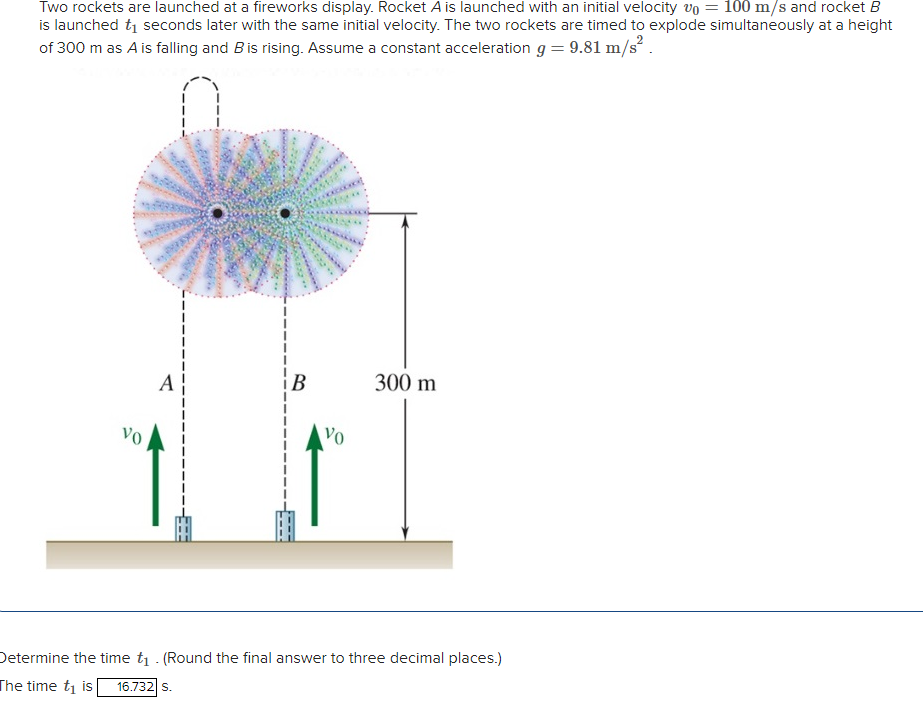 Solved Two rockets are launched at ﻿a fireworks display. | Chegg.com