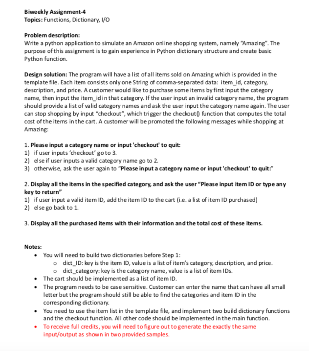 Solved Biweekly Assignment-4 Topics: Functions, Dictionary, | Chegg.com