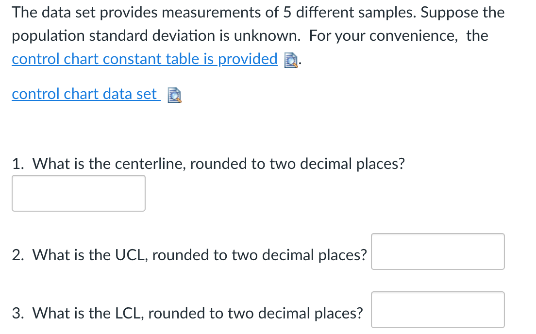 Solved Table of constants for Xbar and R control charts | Chegg.com