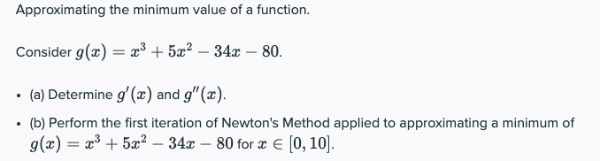 Solved Approximating the minimum value of a function. | Chegg.com