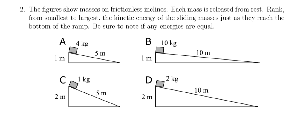 Solved from smallest to largest, the kinetic energy of the | Chegg.com