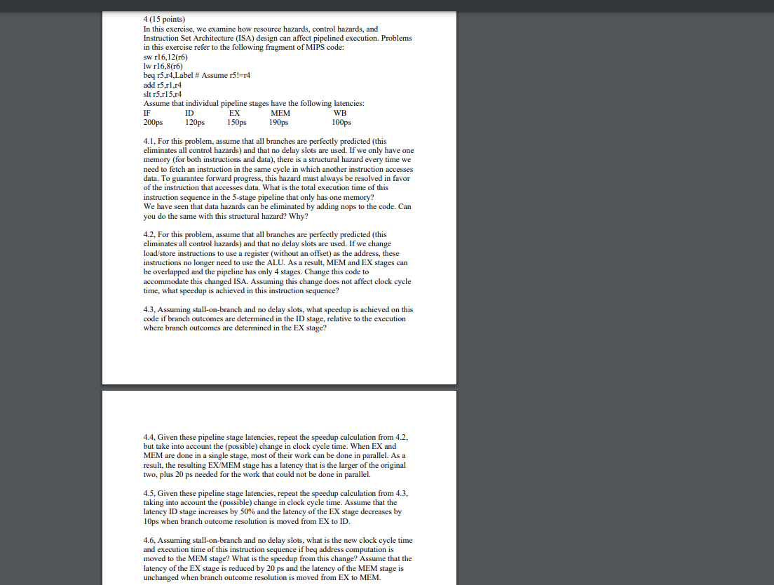 Solved computer org and architecture class need all of #4 | Chegg.com