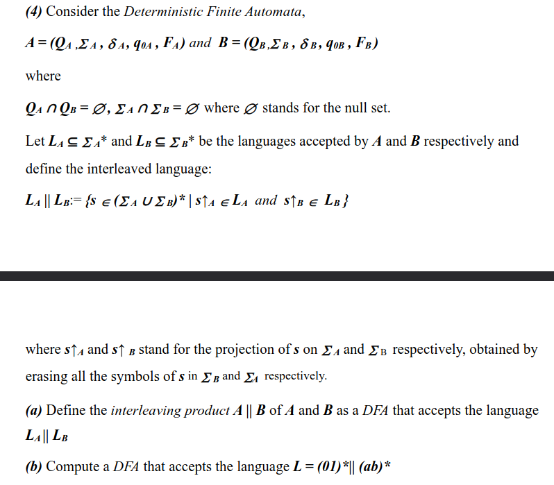 Solved (4) Consider the Deterministic Finite Automata, | Chegg.com