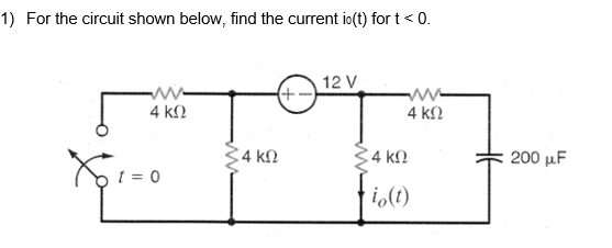 Solved For the circuit shown below, find the current io(t) | Chegg.com Solved For the circuit shown below, find the current io(t) | Chegg.com