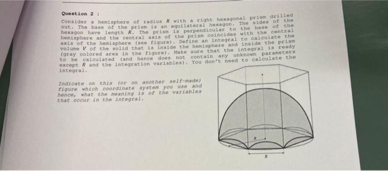 Solved Question 2 : Consider a hemisphere of radius R with a | Chegg.com