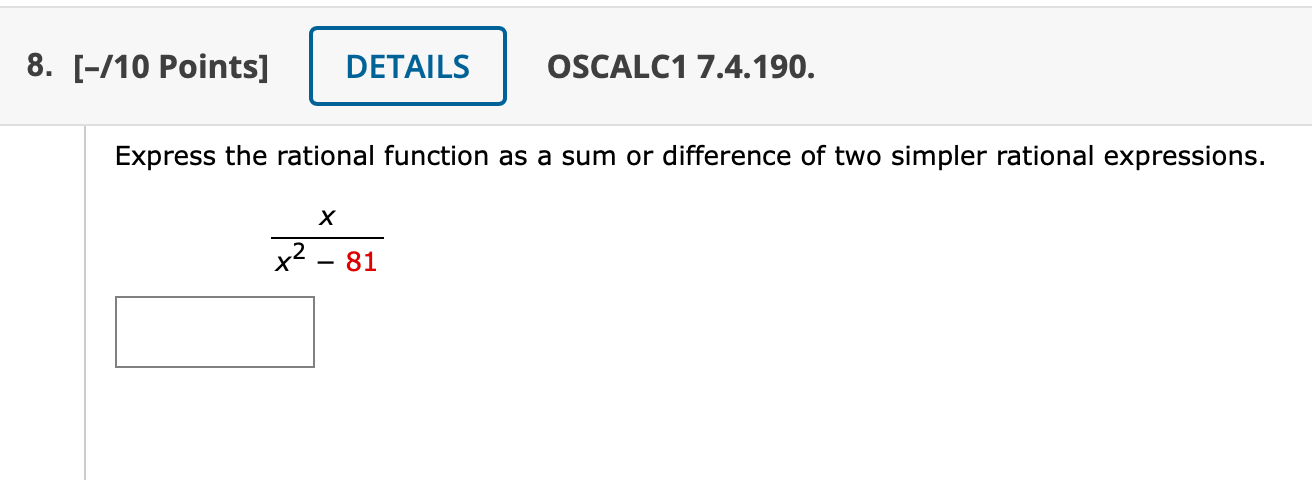Solved Express the rational function as a sum or difference | Chegg.com