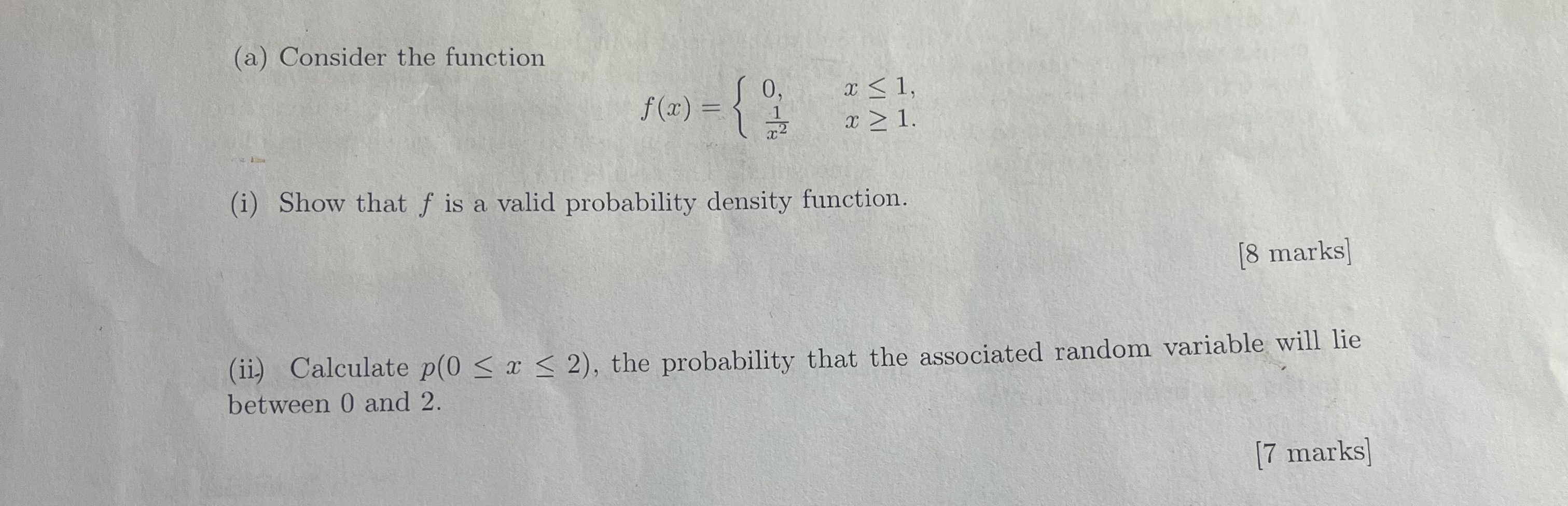 Solved A Consider The Function F X {0 X21x≤1x≥1 I Show