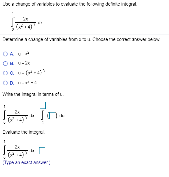 Solved Use a change of variables to evaluate the following | Chegg.com
