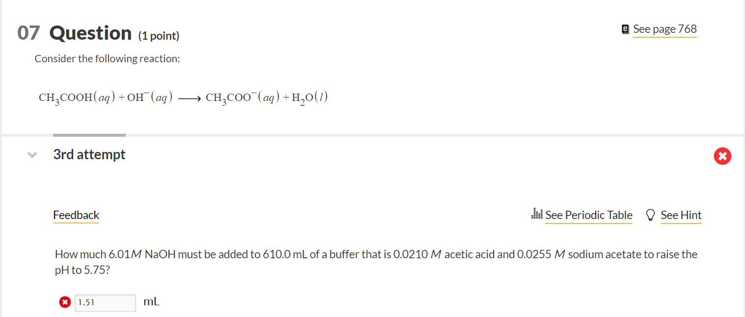 Solved 07 Question (1 point) See page 768 Consider the | Chegg.com