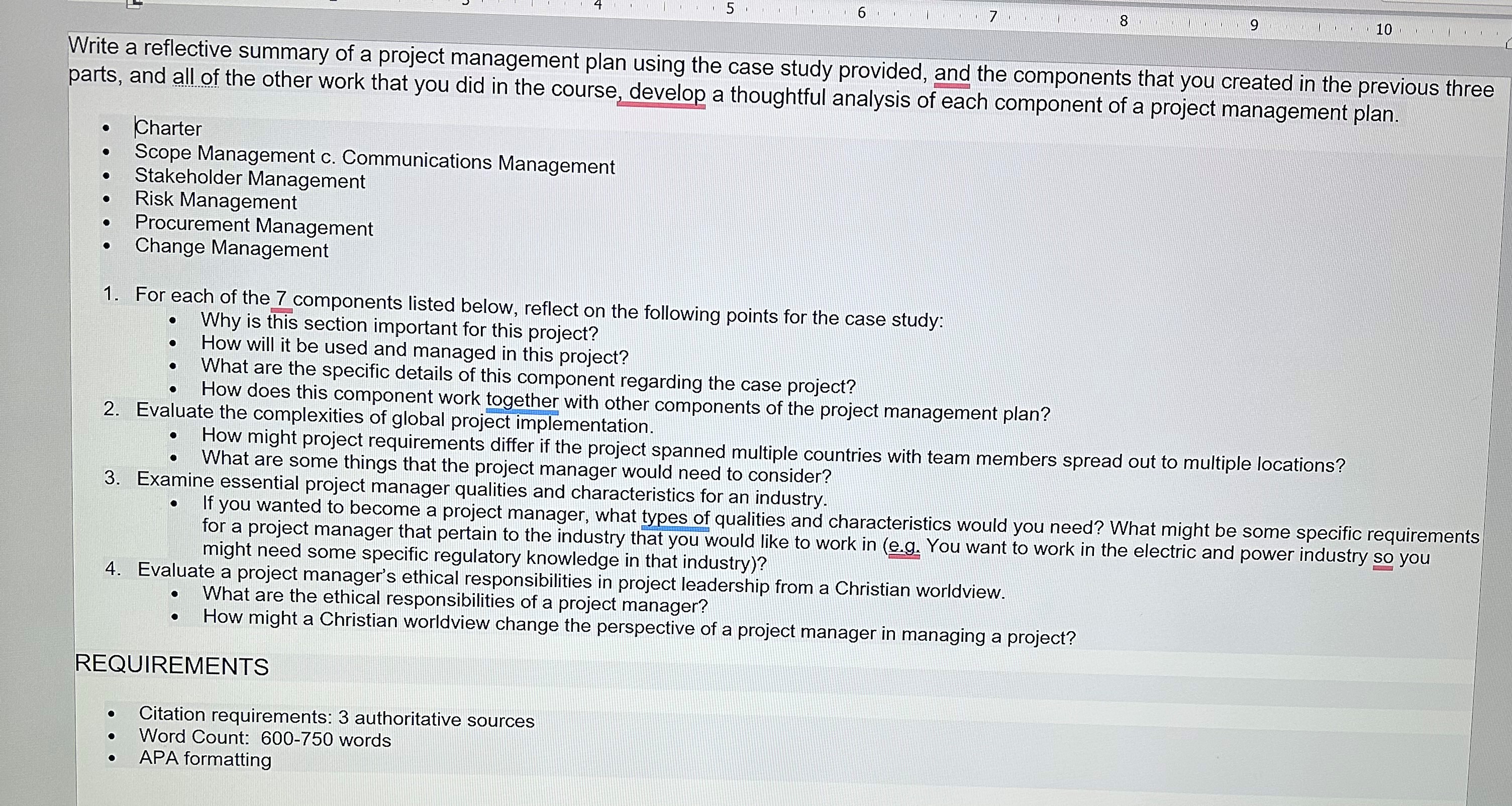 Solved Write a reflective summary of a project management | Chegg.com