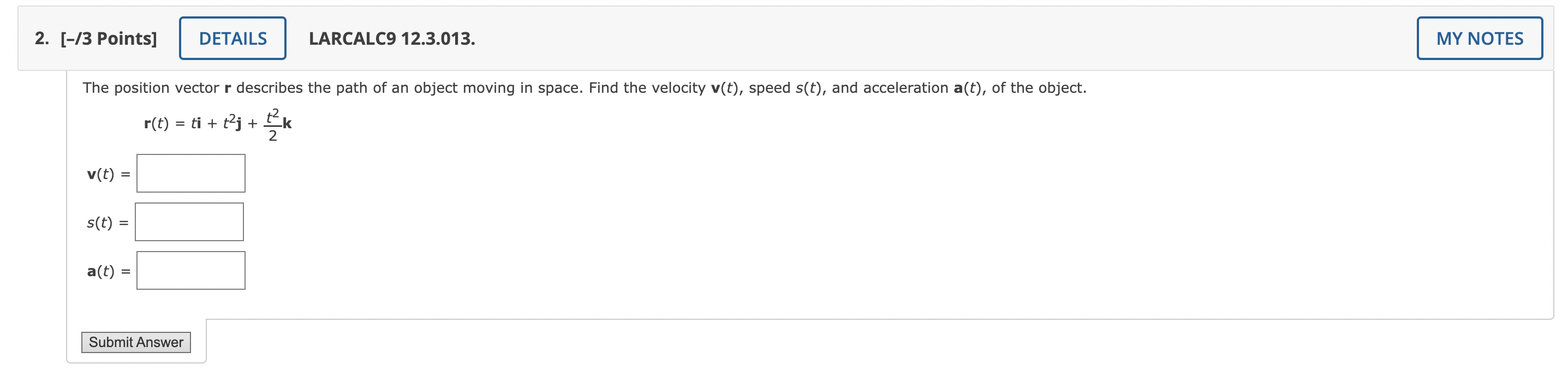 Solved The position vector r describes the path of an object | Chegg.com