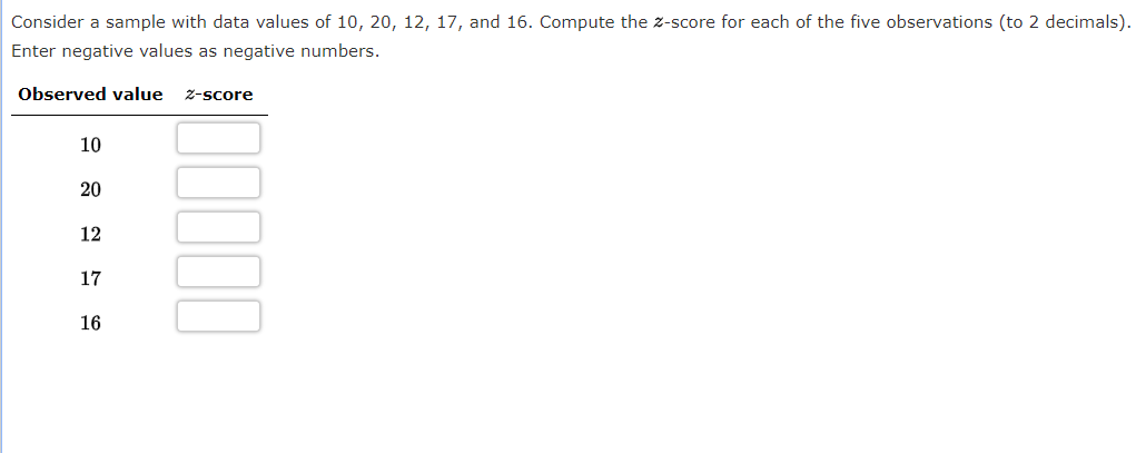 Solved Consider a sample with data values of 10, 20, 12, 17, | Chegg.com
