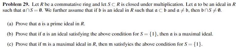 Solved Problem 29. Let R be a commutative ring and let S⊂R | Chegg.com