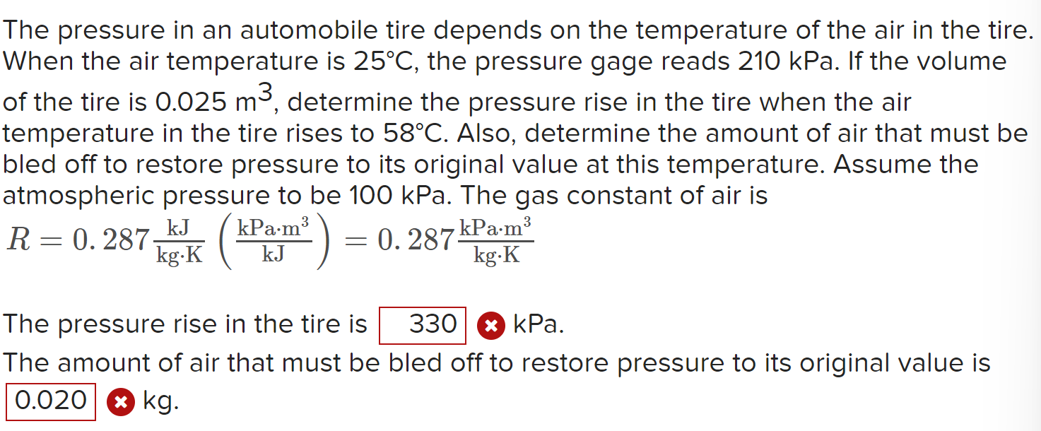 Solved The pressure in an automobile tire depends on the | Chegg.com