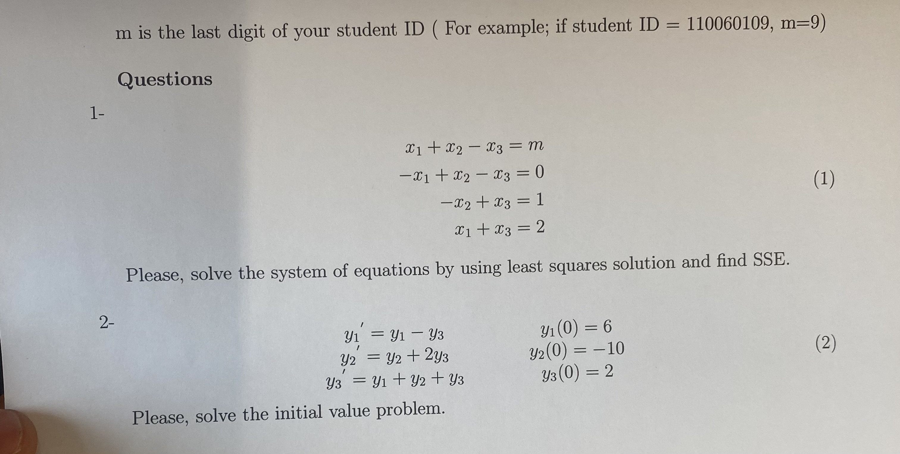 Solved m=9 ﻿Please solvem is the last digit of your student | Chegg.com