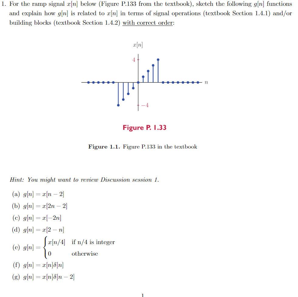 Solved For the ramp signal x[n] ﻿below (Figure P. 133 ﻿from | Chegg.com