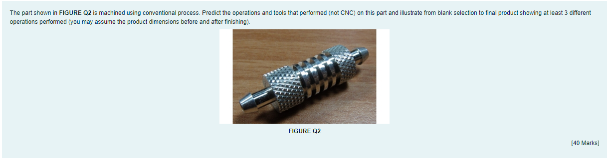 Solved The part shown in FIGURE Q2 is machined using | Chegg.com