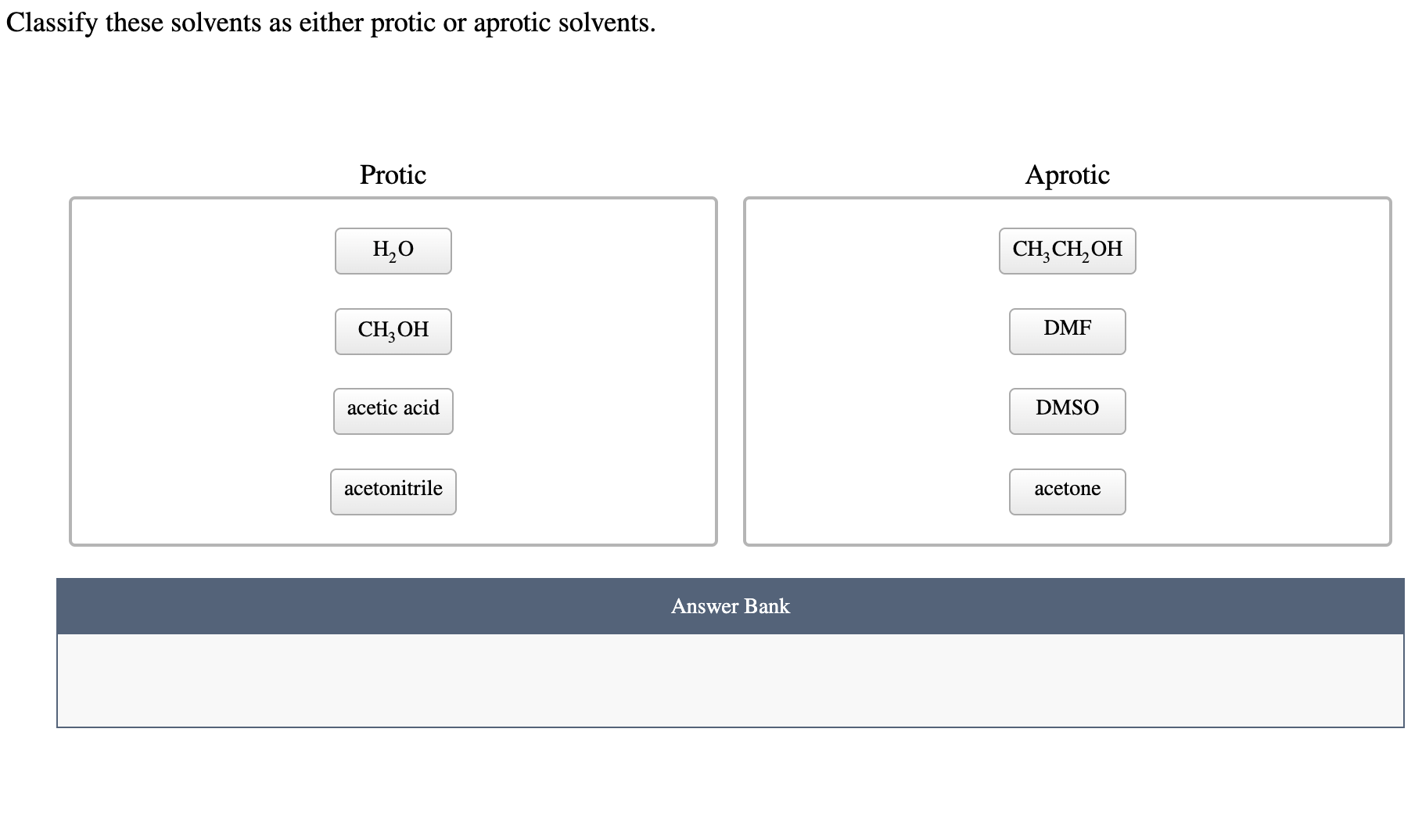 High Quality SOLUTION Classify these solvents as ﻿either protic or ﻿aprotic | Chegg.com