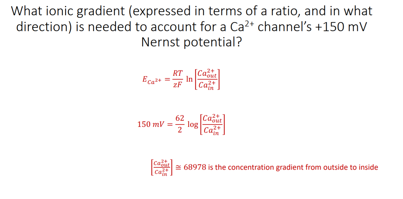 Solved What ionic gradient (expressed in terms of a ratio, | Chegg.com