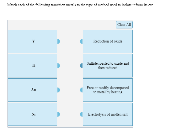 Solved 1) Match each of the following transition metals to | Chegg.com
