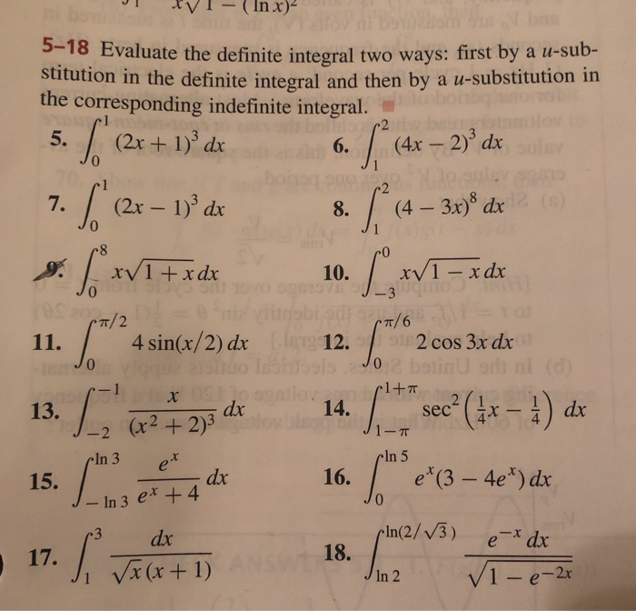 Solved Evaluate the definite integral two ways: first by a | Chegg.com