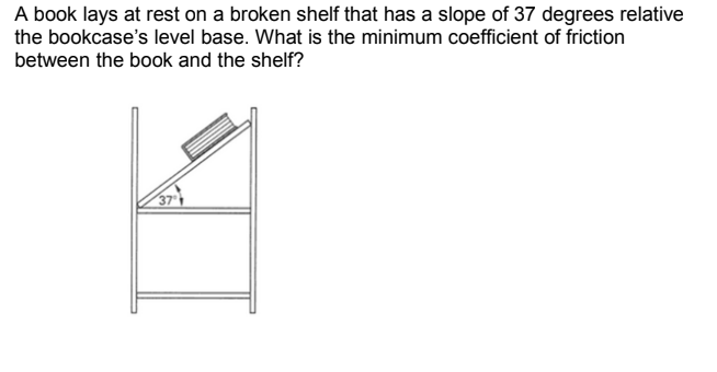 Solved A book lays at rest on a broken shelf that has a | Chegg.com