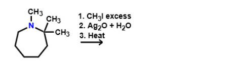 Solved CH3 CH3 CH3 N 1. CH3l excess 2. Ag2O + H20 ou CH3 3. | Chegg.com