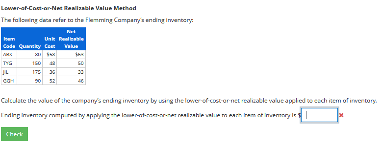 Solved Lower-of-Cost-or-Net Realizable Value Method The | Chegg.com
