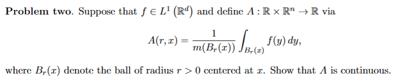 Solved Problem two. Suppose that f∈L1(Rd) and define | Chegg.com