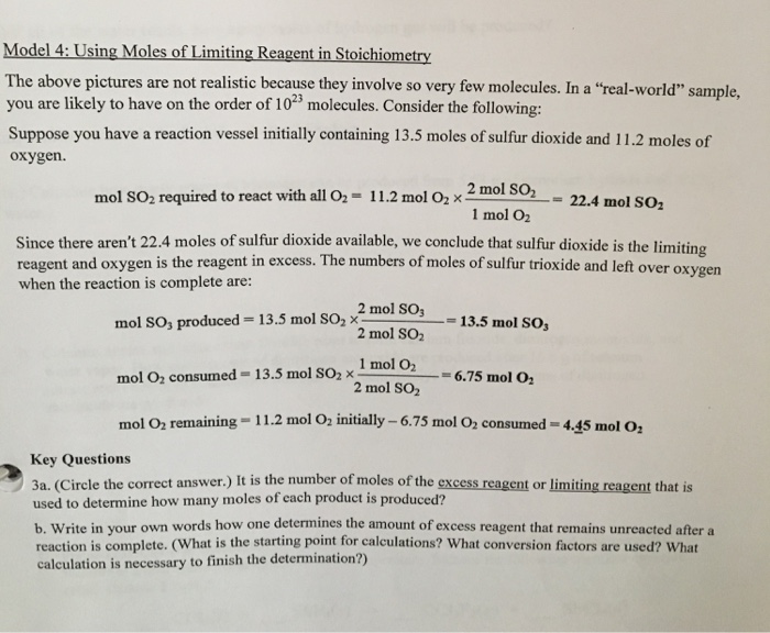 Solved Model 4: Using Moles of Limiting Reagent in | Chegg.com