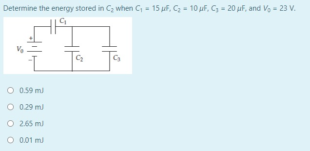 Solved Determine the energy stored in C2 when C1 = 15 pF, C2 | Chegg.com
