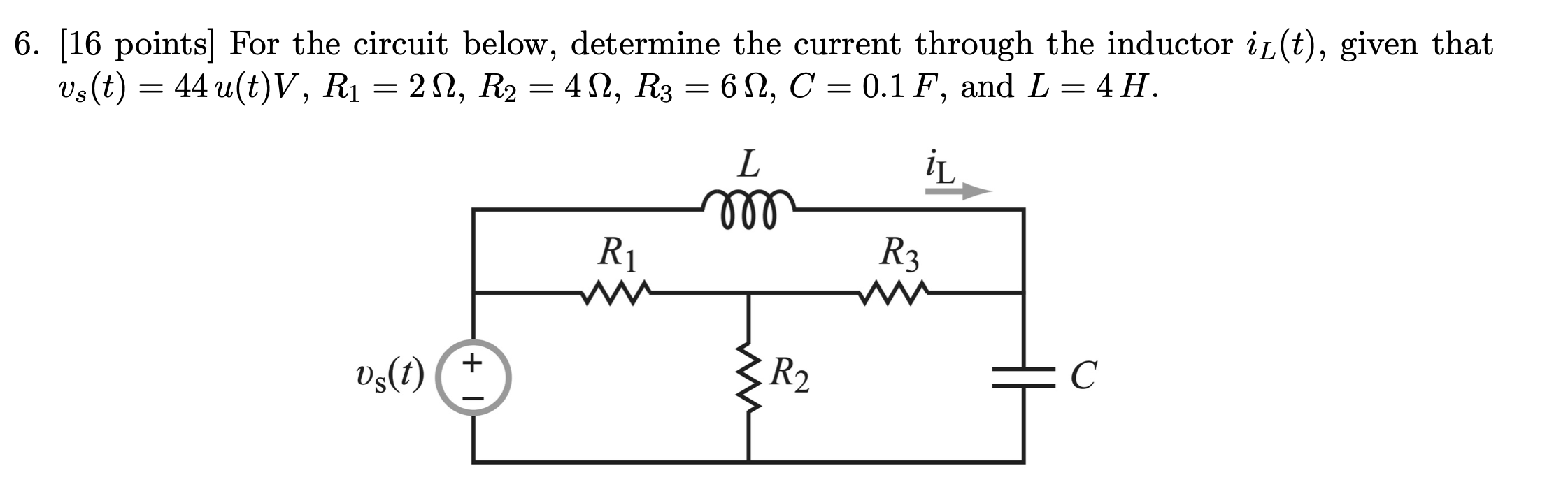 Solved For the circuit below, determine the current through | Chegg.com