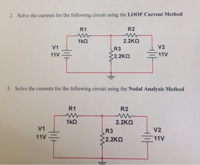 Solved 2. Solve the currents for the following circuit using | Chegg.com
