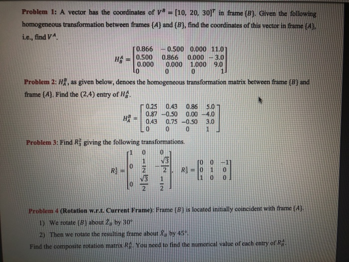 Solved Problem 1: A vector has the coordinates of V [10, 20, | Chegg.com