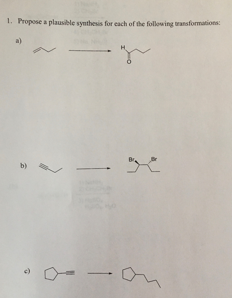 Solved 1) Propose a plausible synthesis for each of the | Chegg.com