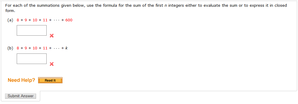 Solved For Each Of The Summations Given Below Use The
