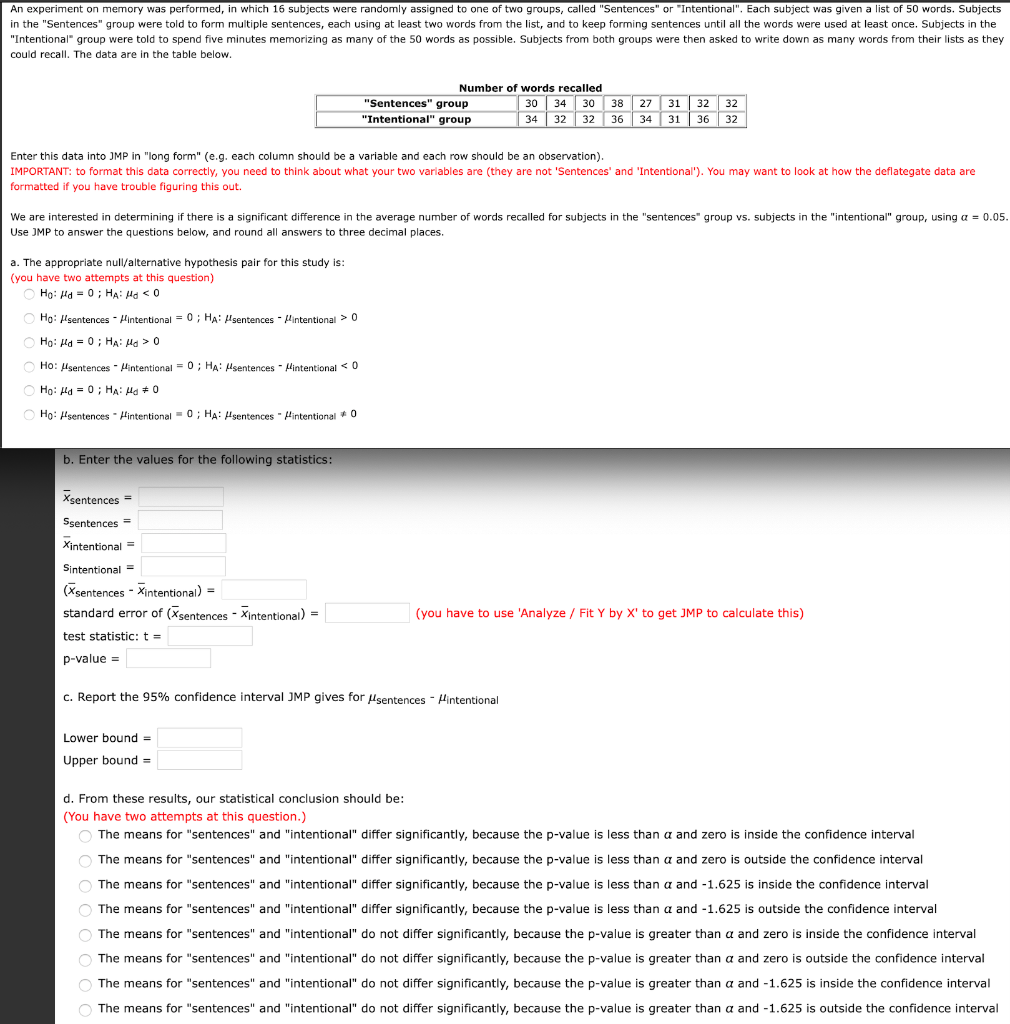 Solved An experiment on memory was performed, in which 16 | Chegg.com