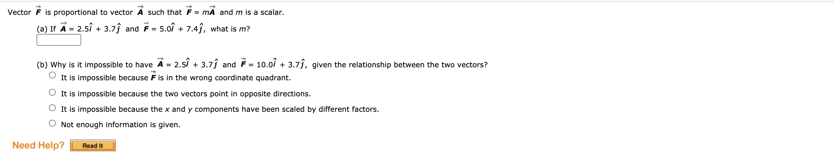 Solved Vector F is proportional to vector A such that F = mA | Chegg.com