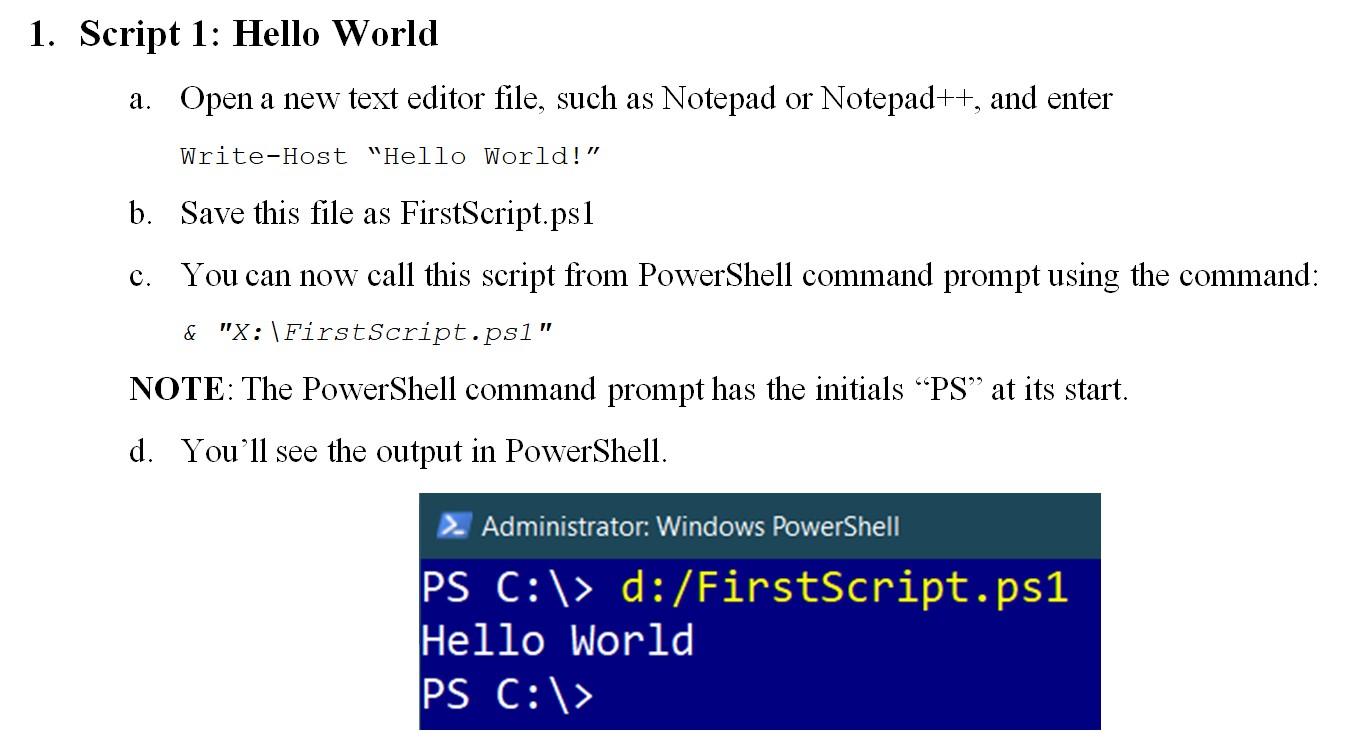 Solved Lesson 15 – PowerShell Scripts This assignment has | Chegg.com