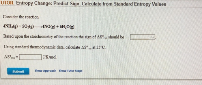 Solved UTOR Entropy Change: Predict Sign, Calculate from | Chegg.com