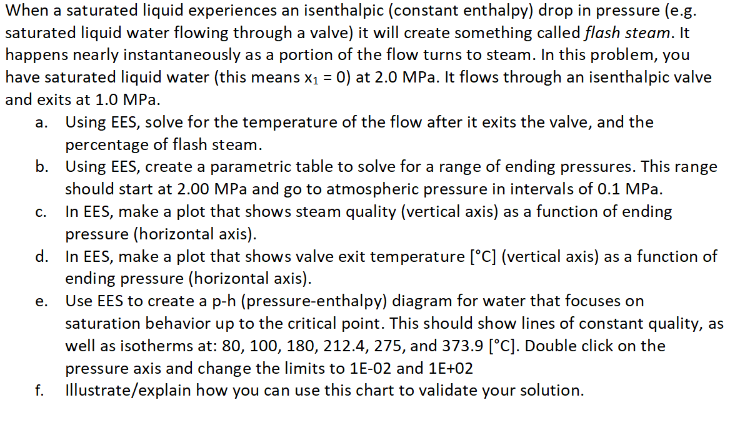 Solved When a saturated liquid experiences an isenthalpic | Chegg.com
