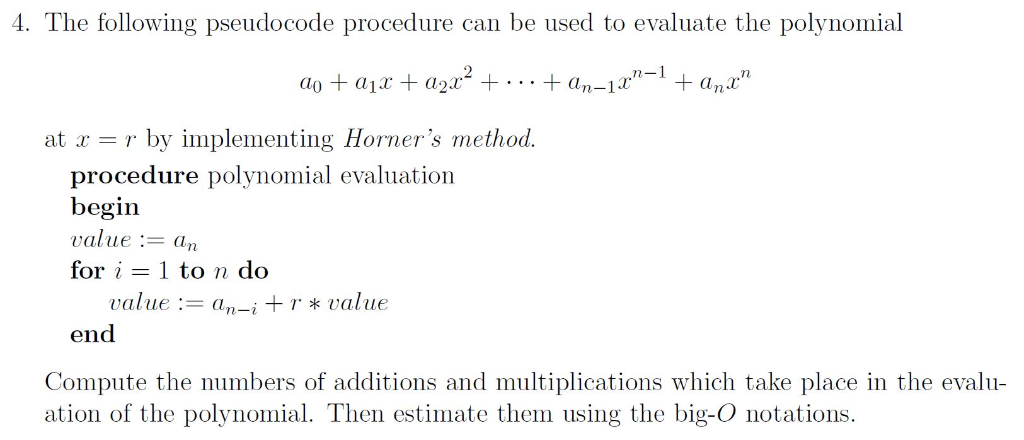 4. The following pseudocode procedure can be used to | Chegg.com